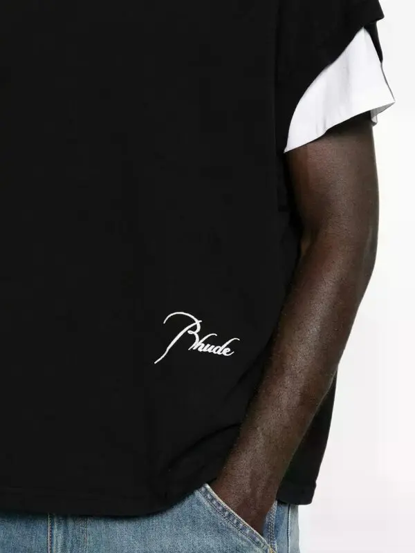 Rhude Logo-embroidered Cap-sleeve T-shirt