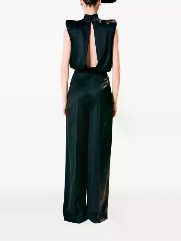 M.MARQUISE Wool Crystal Embellished Draped Wide-leg Trousers