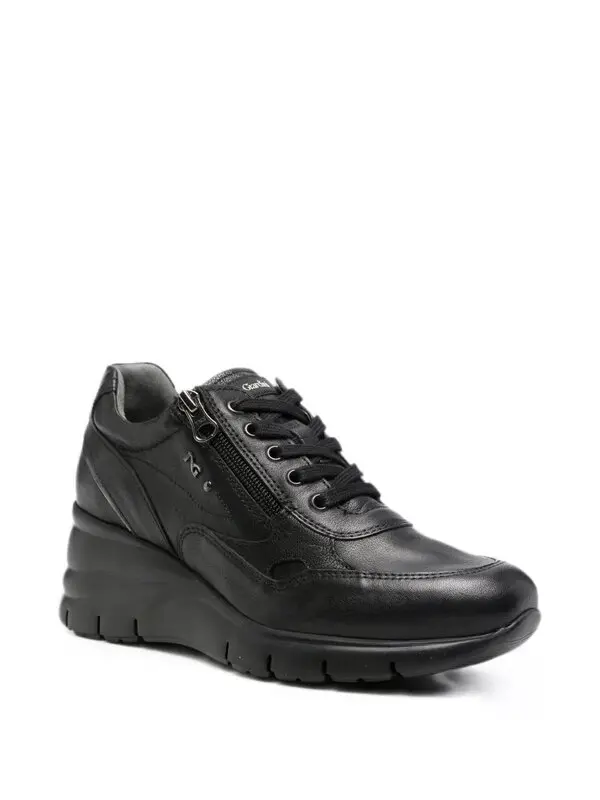 NEROGIARDINI Leather Wedge Zip-up Sneakers