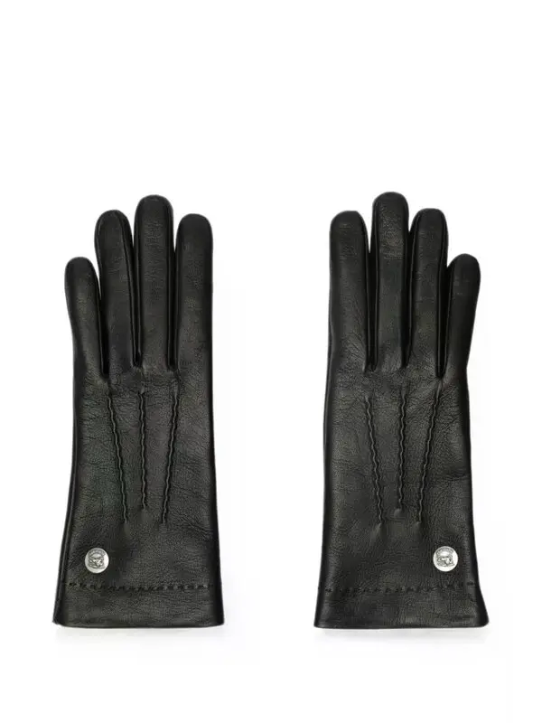 Burberry Leather Gloves With Coin Appliqu - Black