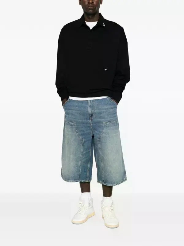 Rhude Logo-embroidered Long-sleeve Polo Shirt - Blue