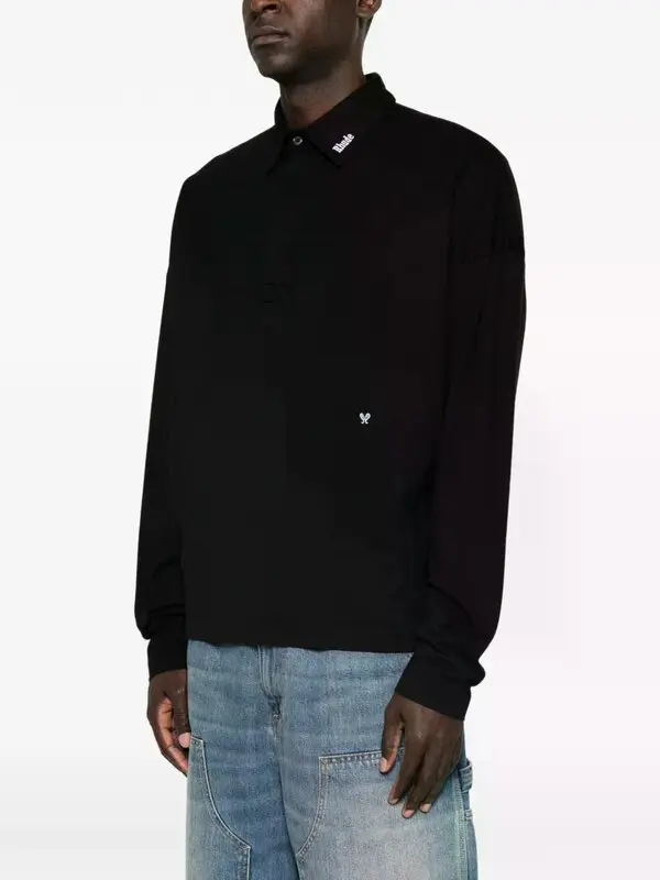 Rhude Logo-embroidered Long-sleeve Polo Shirt