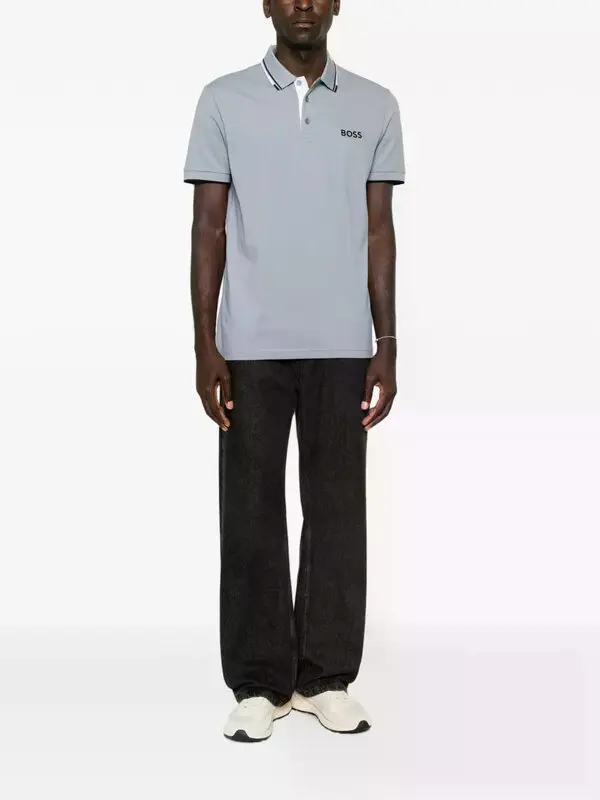BOSS Logo-print Tipped Polo Shirt