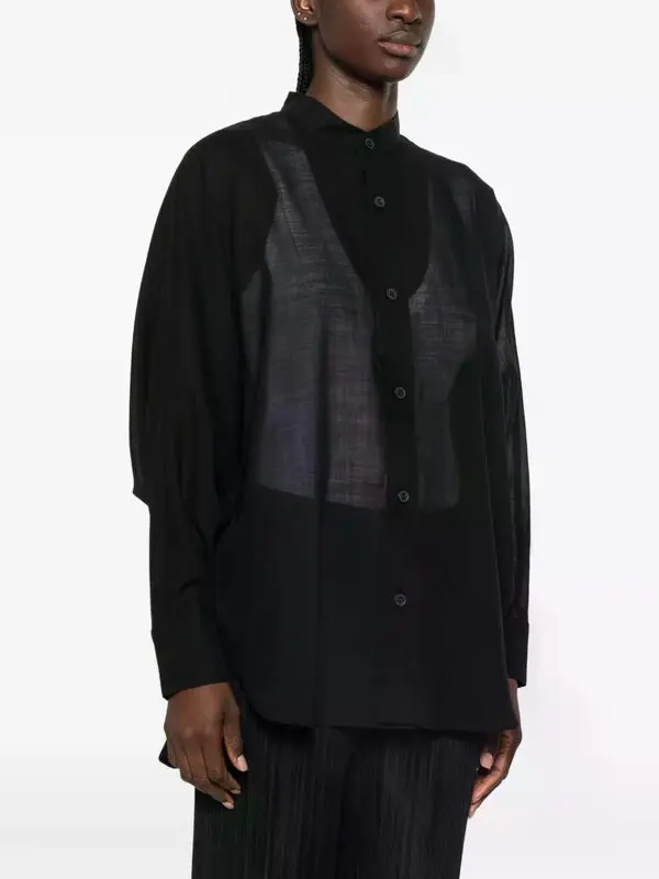 Issey Miyake Panelled Sheer Long Sleeve Shirt