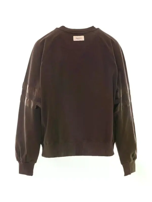 Repetto Crew Neck Sweatshirt With Embroidered Logo And Satin Stripe Detailing - Brown