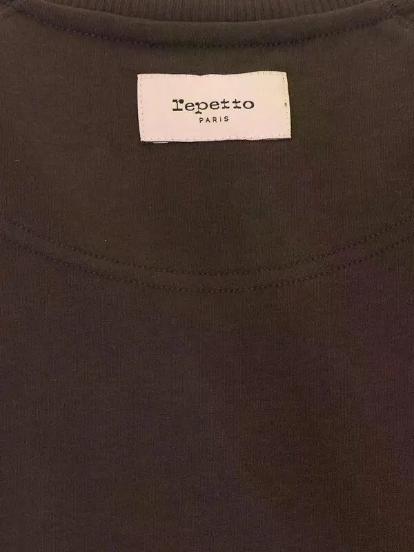 Repetto Crew Neck Sweatshirt With Embroidered Logo And Satin Stripe Detailing - Brown