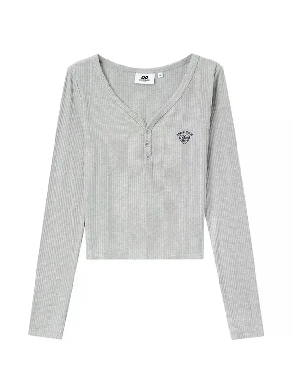 CHOCOOLATE Ribbed-knit Heart-motif T-shirt
