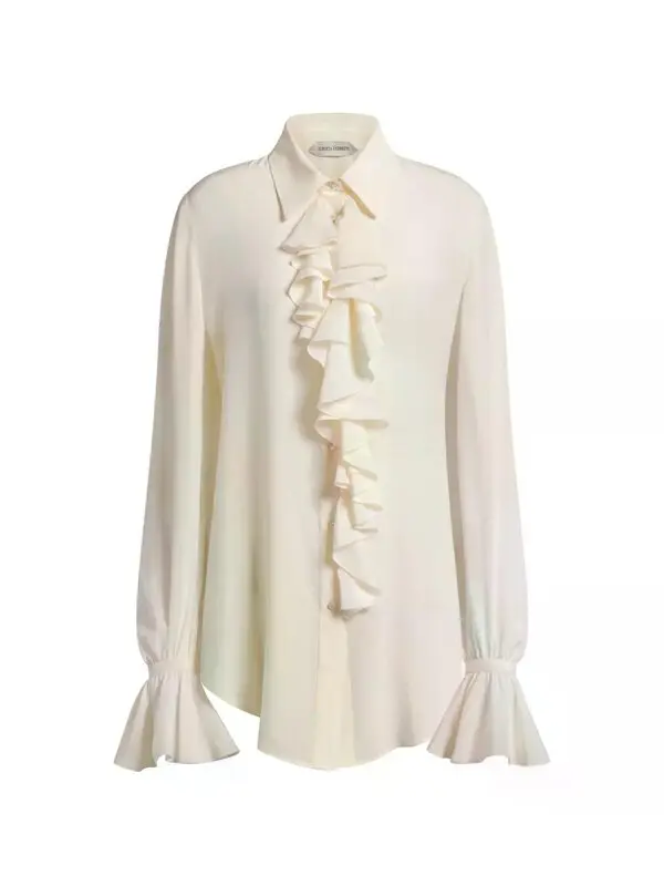 Alberta Ferretti Ruffled Silk-blend Blouse