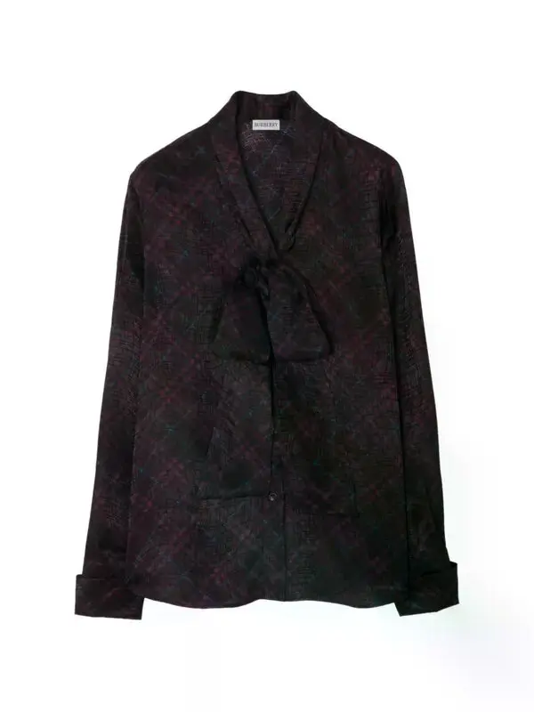 Burberry Check Silk Blend Scarf Blouse