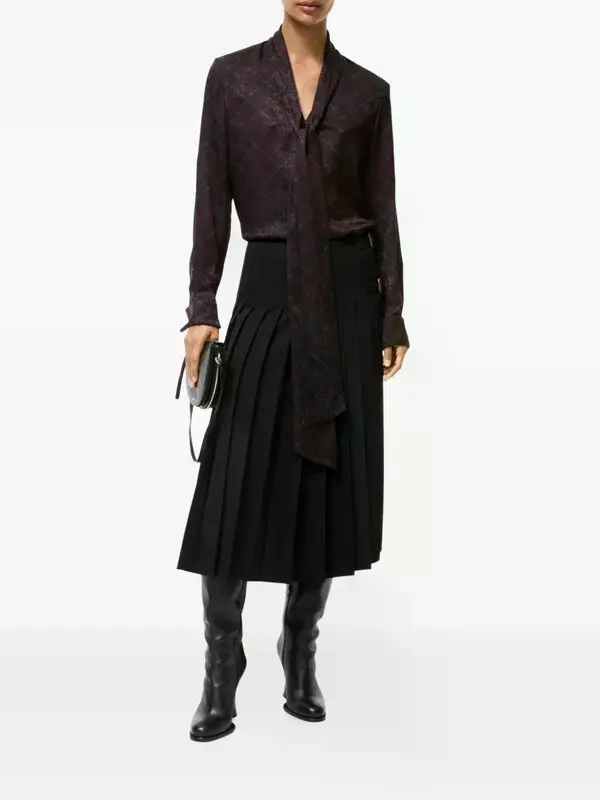 Burberry Check Silk Blend Scarf Blouse