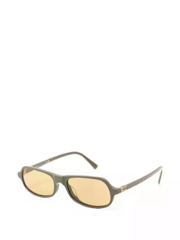 Miu Miu Rectangle Frame Logo Plaque Sunglasses - Green