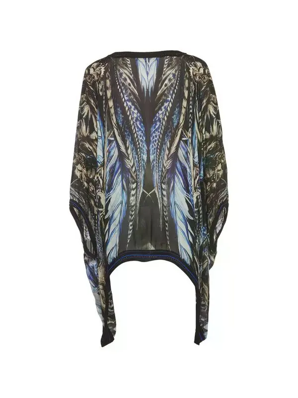 Roberto Cavalli Feather-print Kaftan Blouse