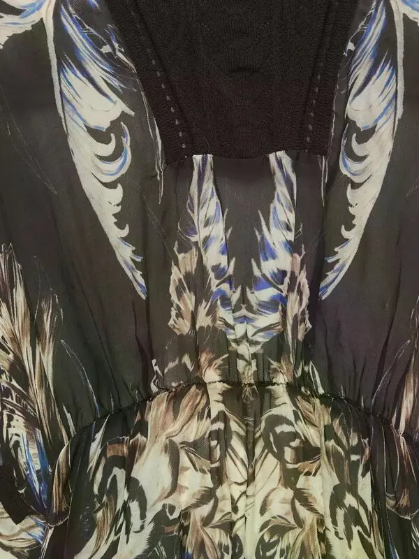 Roberto Cavalli Feather-print Kaftan Blouse