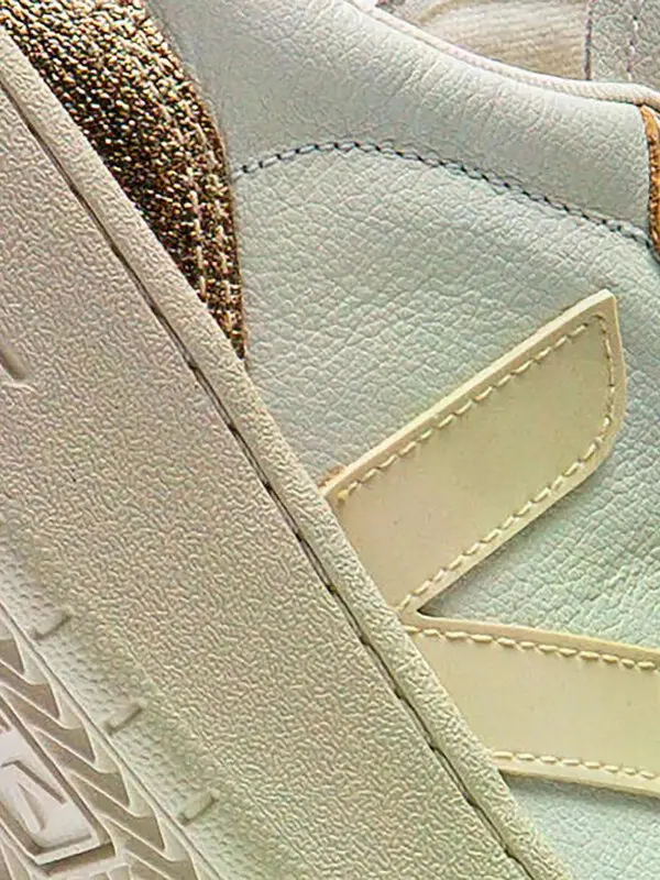 VEJA V-90 Metallic Paneled Sneakers - White