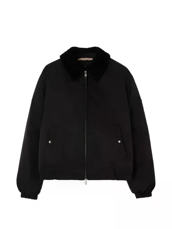 Burberry Farnborough Aviator Jacket With Shearling Collar - Black