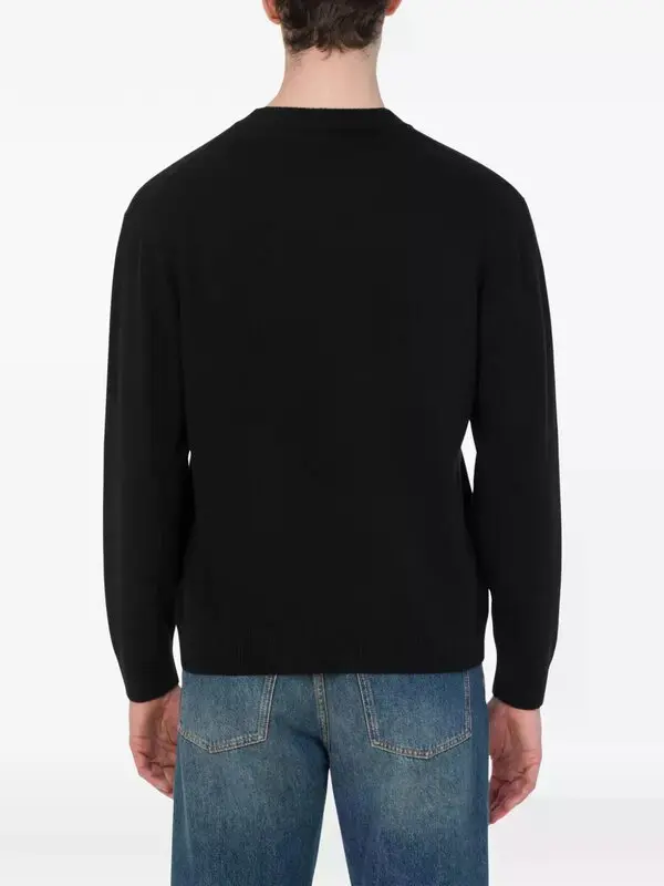 Moschino Embroidered Rabbit Motif Crew Neck Sweater - Black