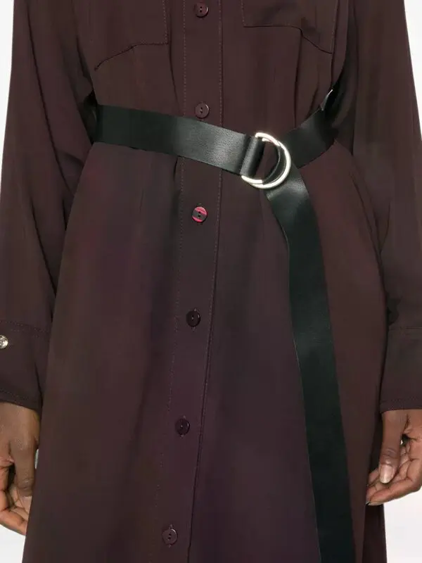 Imperial Belted Button-front Midi Dress