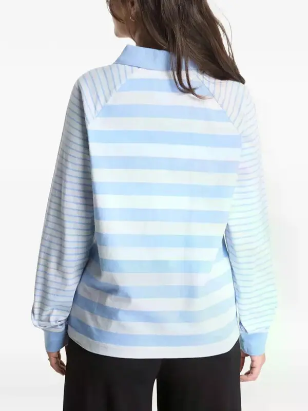 SAMSOE SAMSOE Saella Ls Striped Raglan-sleeve Polo - Blue