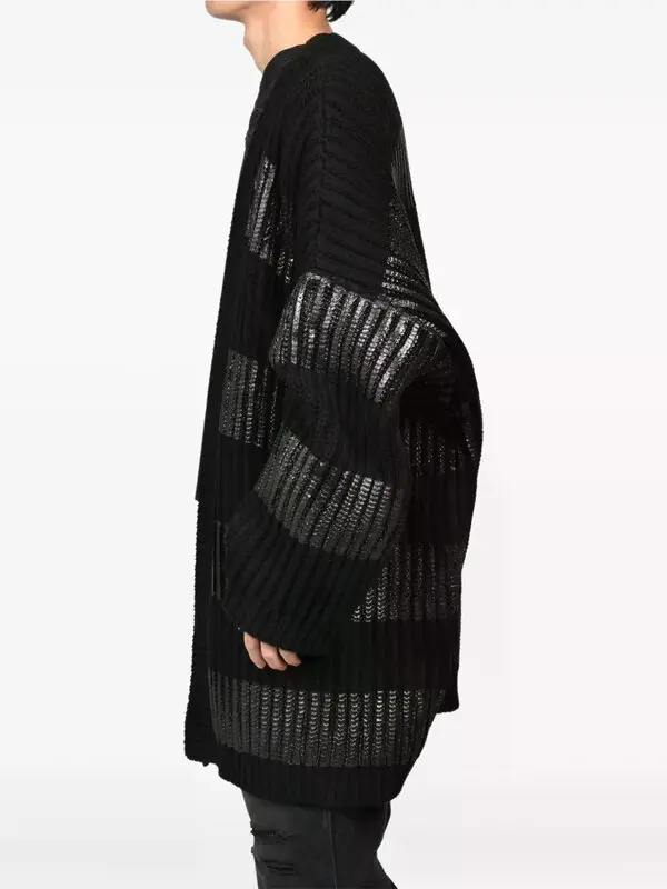FILTH Waxed Stripe Ribbed Knit Cardigan