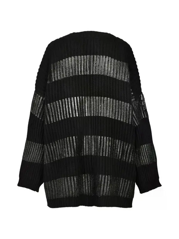 FILTH Waxed Stripe Ribbed Knit Cardigan