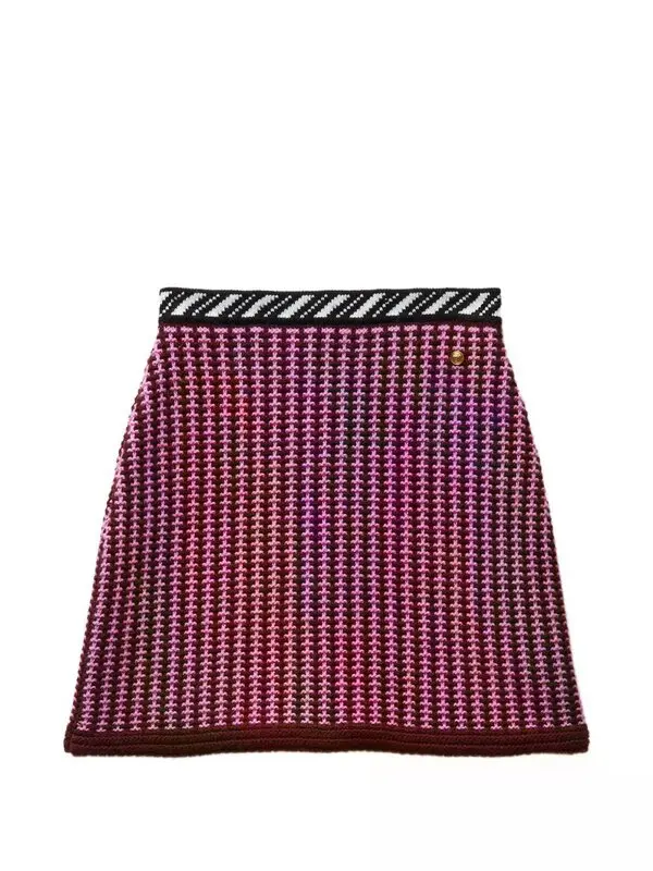 Versace Wool Crochet-stitch Knit Mini Skirt