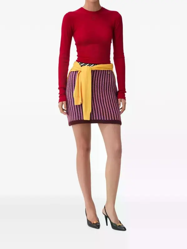 Versace Wool Crochet-stitch Knit Mini Skirt