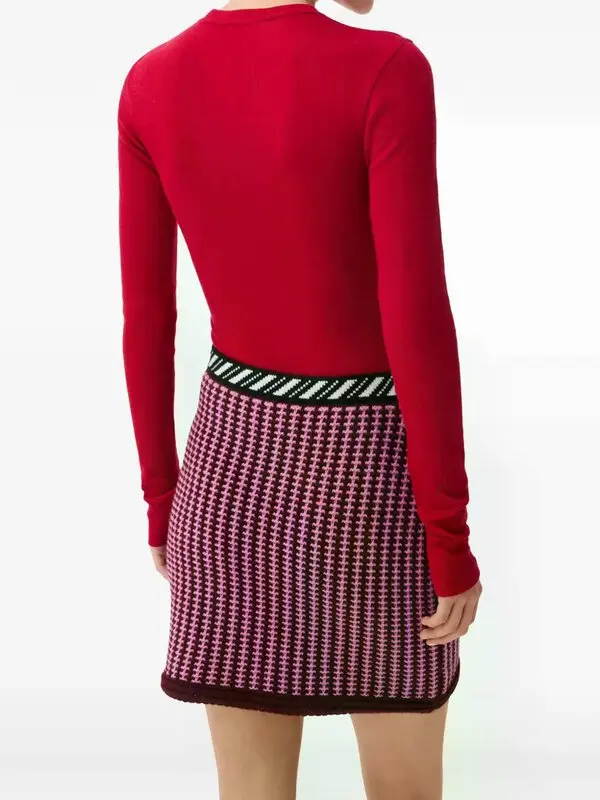 Versace Wool Crochet-stitch Knit Mini Skirt