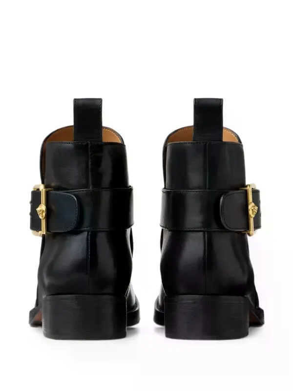 Versace Orlando Leather Ankle Boots With Medusa Hardware
