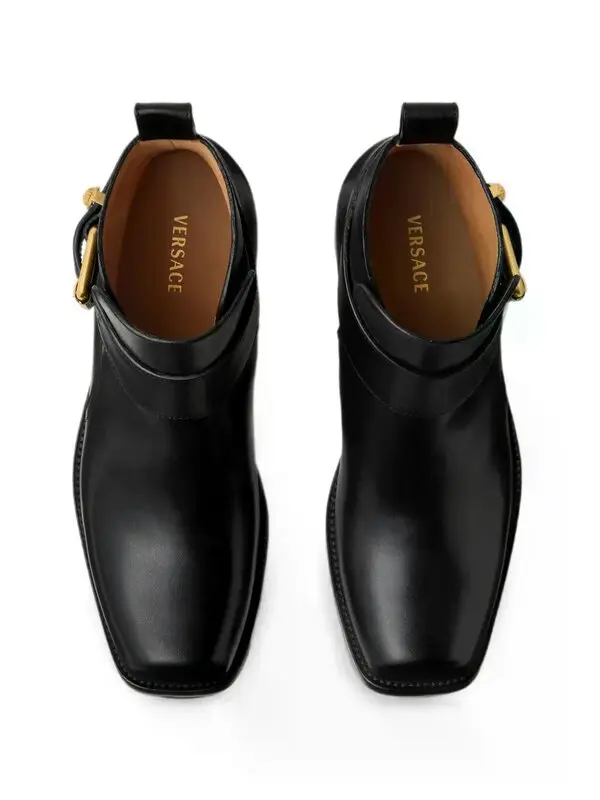 Versace Orlando Leather Ankle Boots With Medusa Hardware