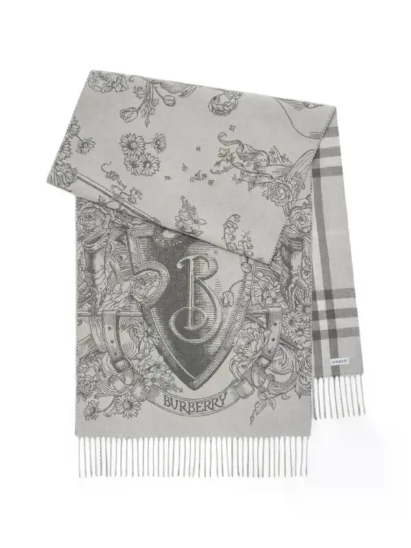 Burberry Reversible Etched Knight Cashmere Scarf