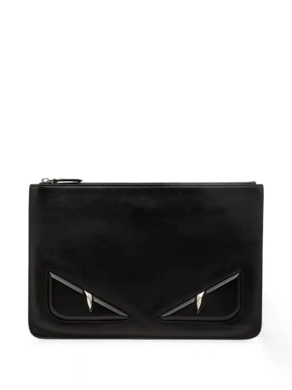 Fendi Leather Monster Zip Clutch Bag