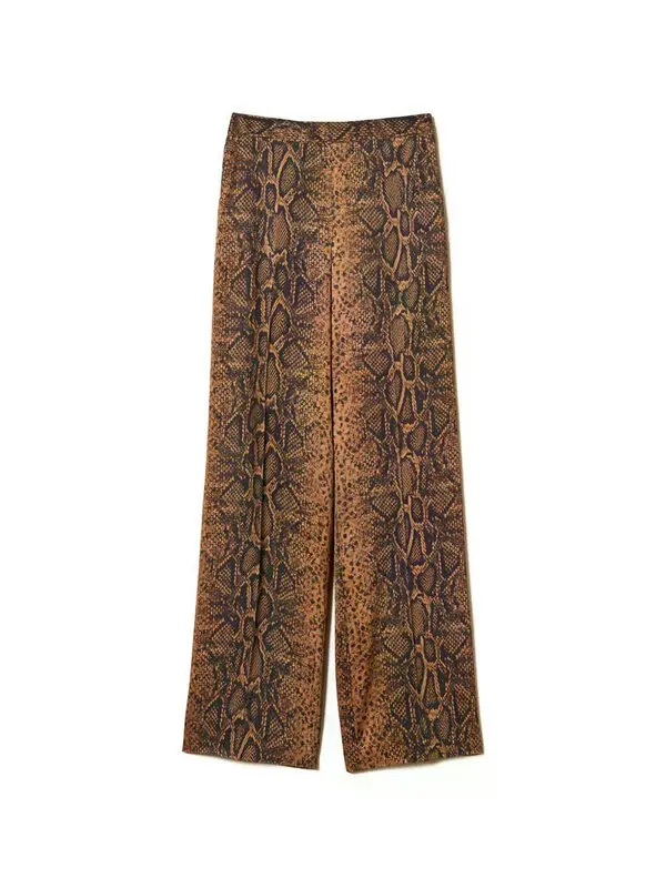 TWINSET Python Print Wide-leg Trousers - Brown