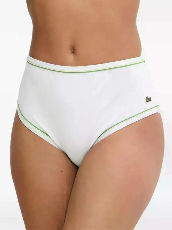 Lacoste Logo Patch Bikini Bottoms - White