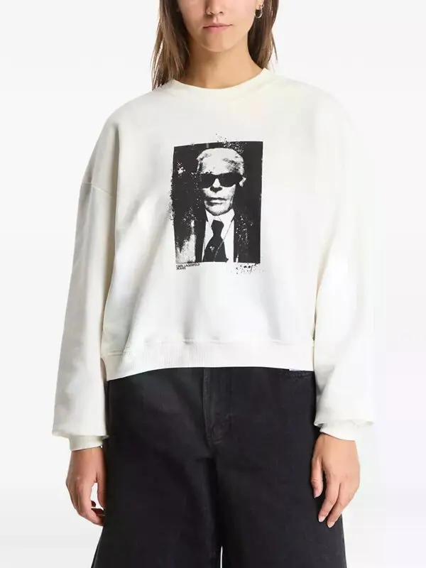 Karl Lagerfeld Graphic Print Crewneck Sweatshirt - White