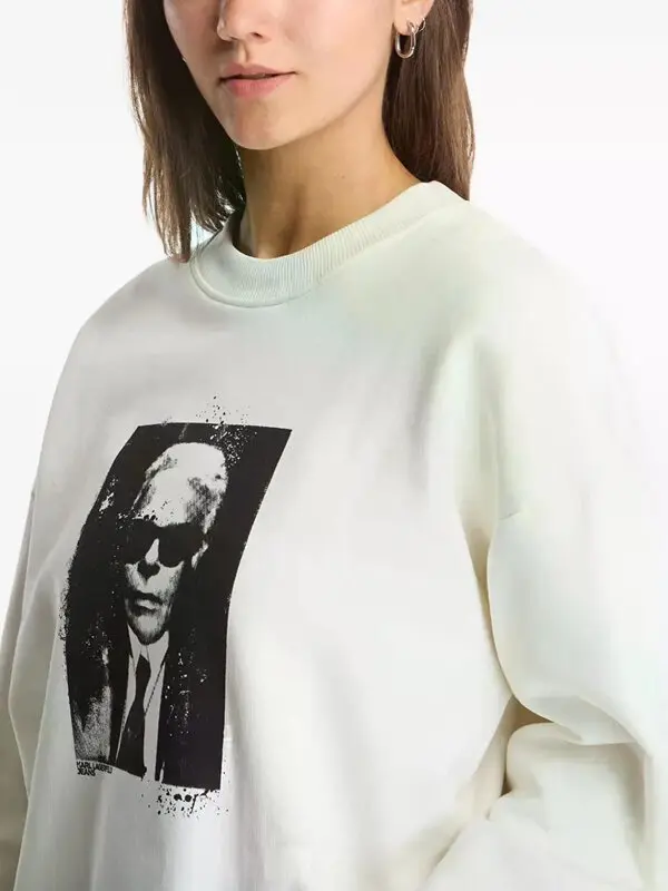 Karl Lagerfeld Graphic Print Crewneck Sweatshirt - White