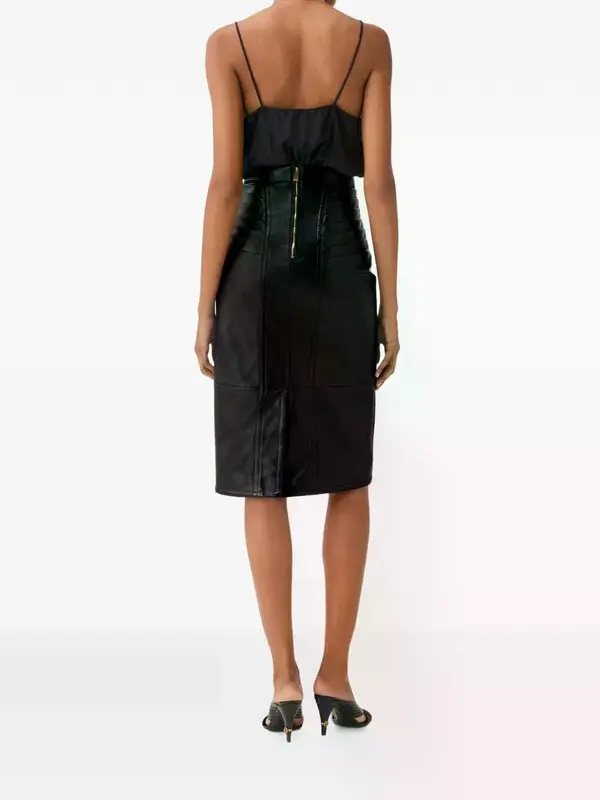 Versace Nappa Leather Midi Skirt With Pleated Detail
