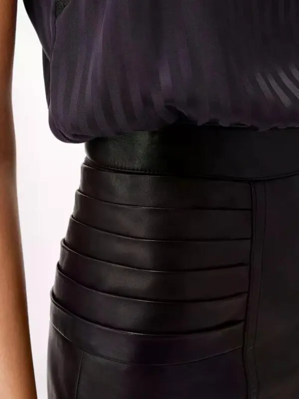 Versace Nappa Leather Midi Skirt With Pleated Detail
