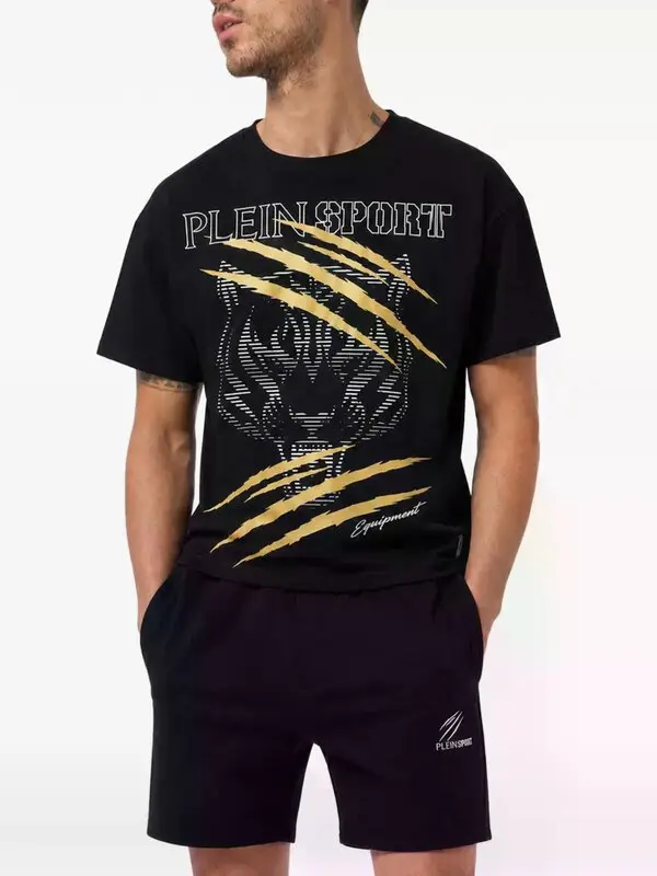 PLEIN SPORT Tiger-print Logo-print T-shirt