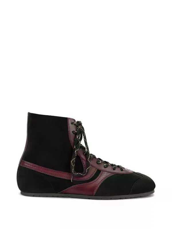 Dries Van Noten Suede High Top Sneakers With Leather Panels