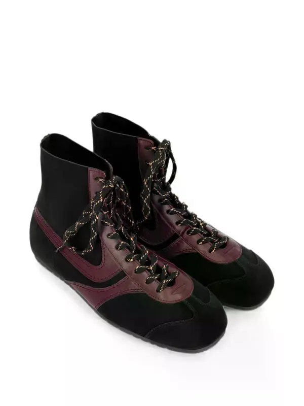 Dries Van Noten Suede High Top Sneakers With Leather Panels