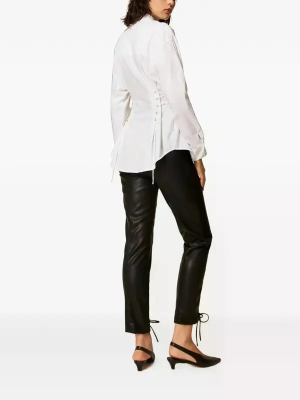 TWINSET Faux Leather Trousers With Ties