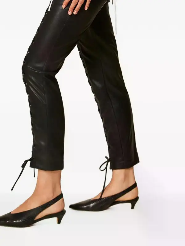 TWINSET Faux Leather Trousers With Ties