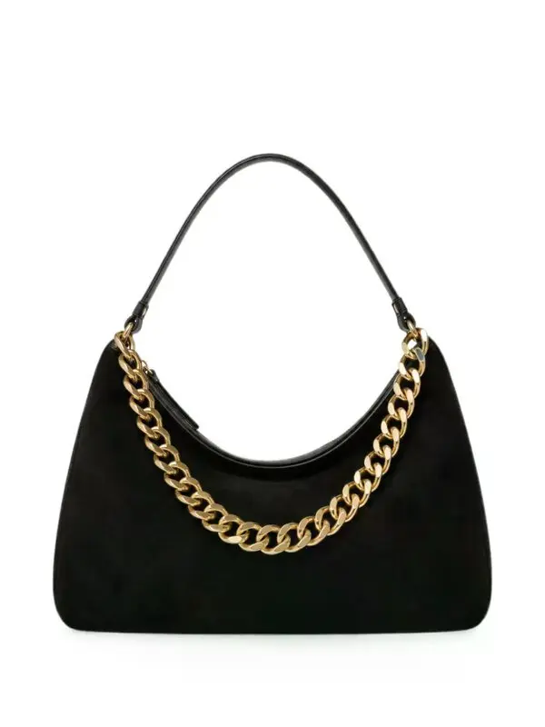 TWINSET Liliane Medium Suede Bag - Black