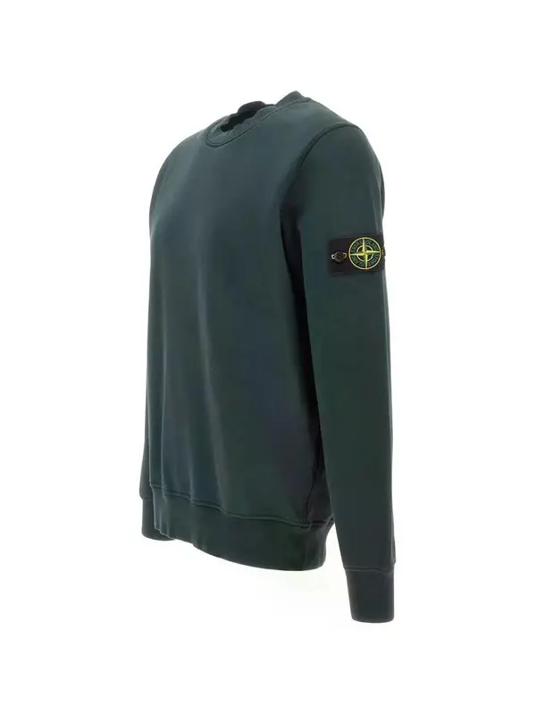 Stone Island 610060 Organic-cotton-fleece Regular-fit Crewneck Sweatshirt With Raglan Sleeves - Green
