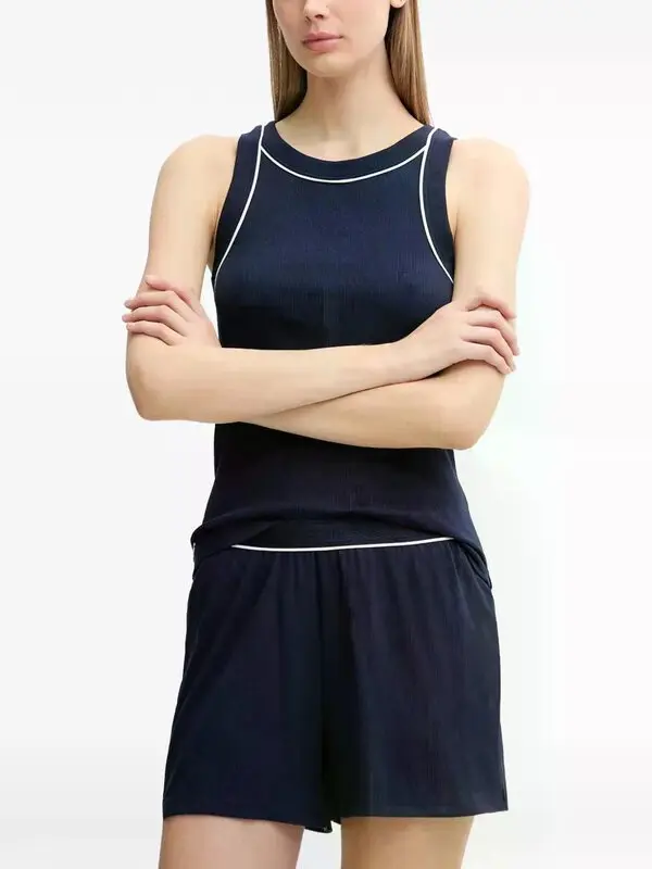 Lacoste Ribbed Cotton Pyjama Set - Blue