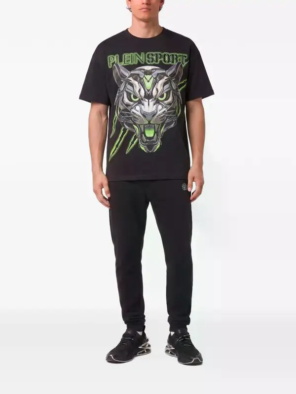 PLEIN SPORT Tiger-print Logo-print T-shirt
