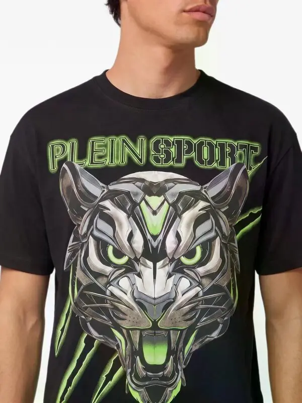 PLEIN SPORT Tiger-print Logo-print T-shirt
