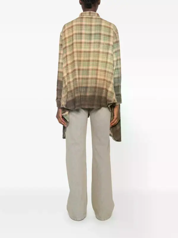 R13 Plaid Patterned Draped Shirt - Neutrals