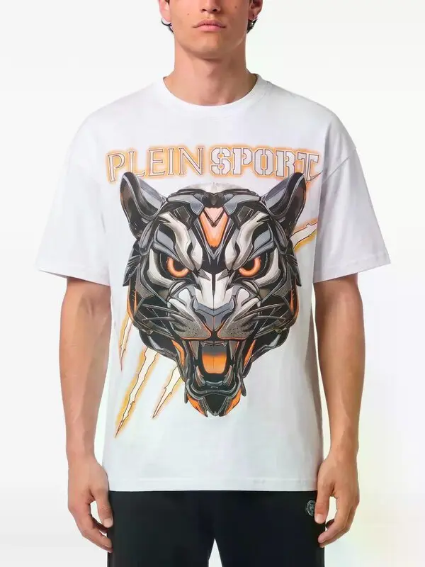 PLEIN SPORT Tiger-print Logo-print T-shirt