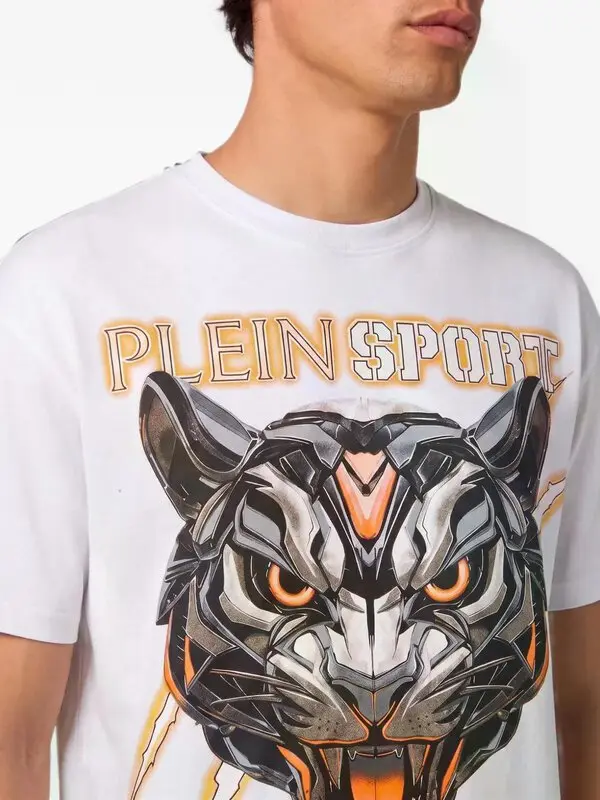 PLEIN SPORT Tiger-print Logo-print T-shirt